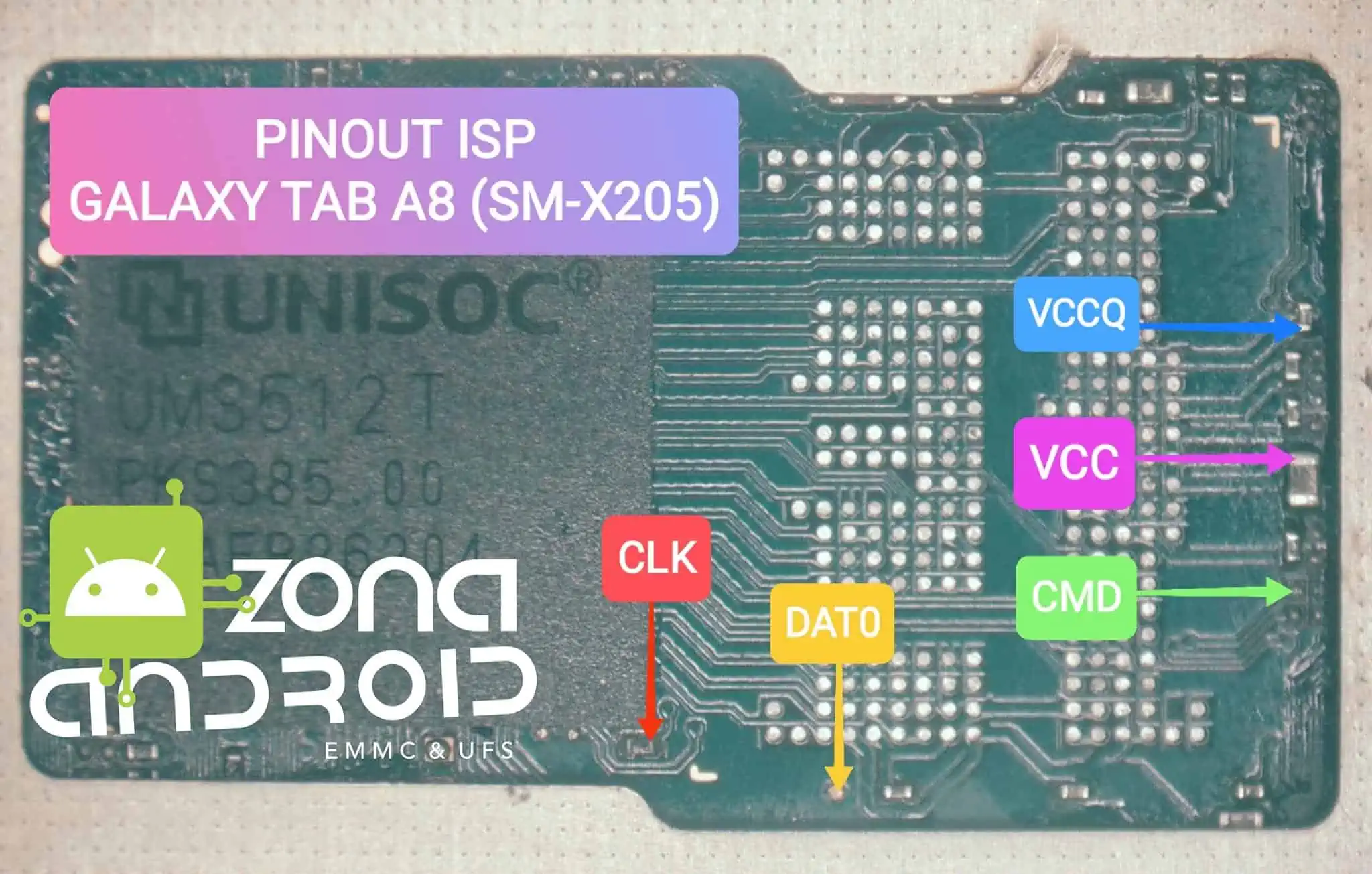GALAXY TAB 8(SM X-205) ISP EMMC PINOUT